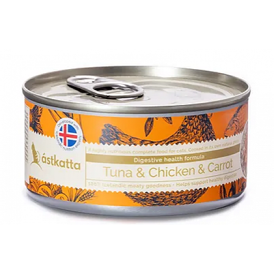 ASTKATTA - 白鏗吞拿、雞肉及紅蘿蔔腸道護理主食配方貓貓罐頭 80g