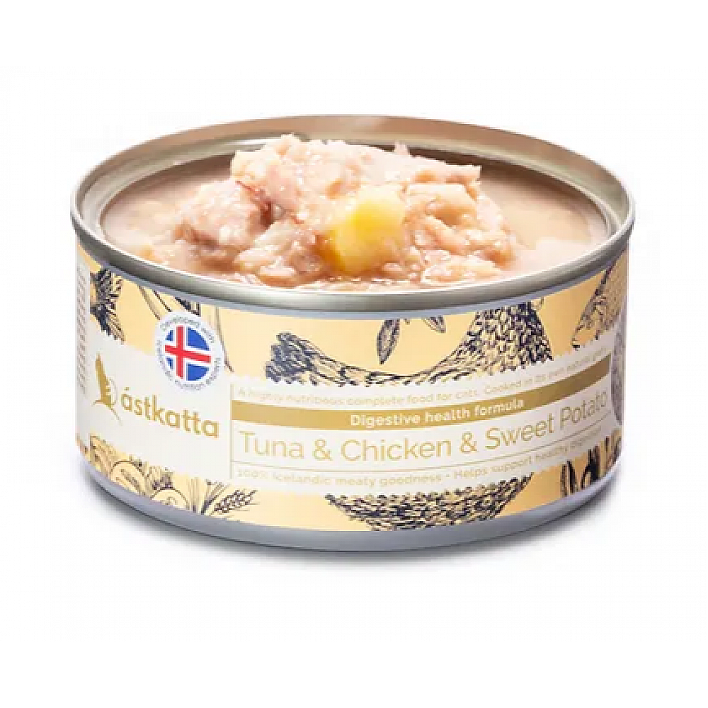 ASTKATTA - 白鏗吞拿、雞肉、甜薯腸道護理主食貓貓罐頭 80g